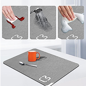 Coffee Mat Dish Drying Mat for Kitchen Counter Absorbent Rubber Backed Non Slip Dish Drying Mat Easy To Clean Dish Mat Quick Drying Mat for Coffee Machine Dish Rack (15.7"×19.6", Coffee)