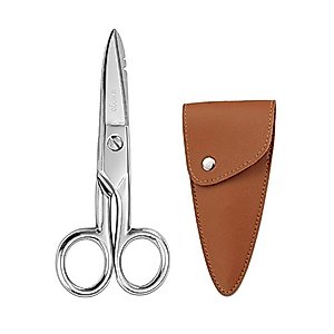 LIVINGO 5-1/5 Inch Heavy Duty Electrician Scissors, Professional Forged Stainless Steel Electrical Shears with Notches for Industrial Stripping, Cutting Telecom Cable, Wire