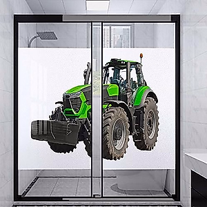 Green Grey Window Film Privacy Window Film Frosted Glass Film No Glue Static Cling Glass Film Window Sticker for Bathroom Bedroom Living Room Cars Giant Pickup Glass Films 27.6Wx47.2L-inch x2 Pcs