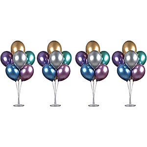 LANGXUN 4 Set 28" Height Table Balloon Stand Kit for Birthday Party Decorations and Wedding Decorations, Happy Birthday Balloons Decorations for Party and Christmas Balloon Decorations (4 Pack)