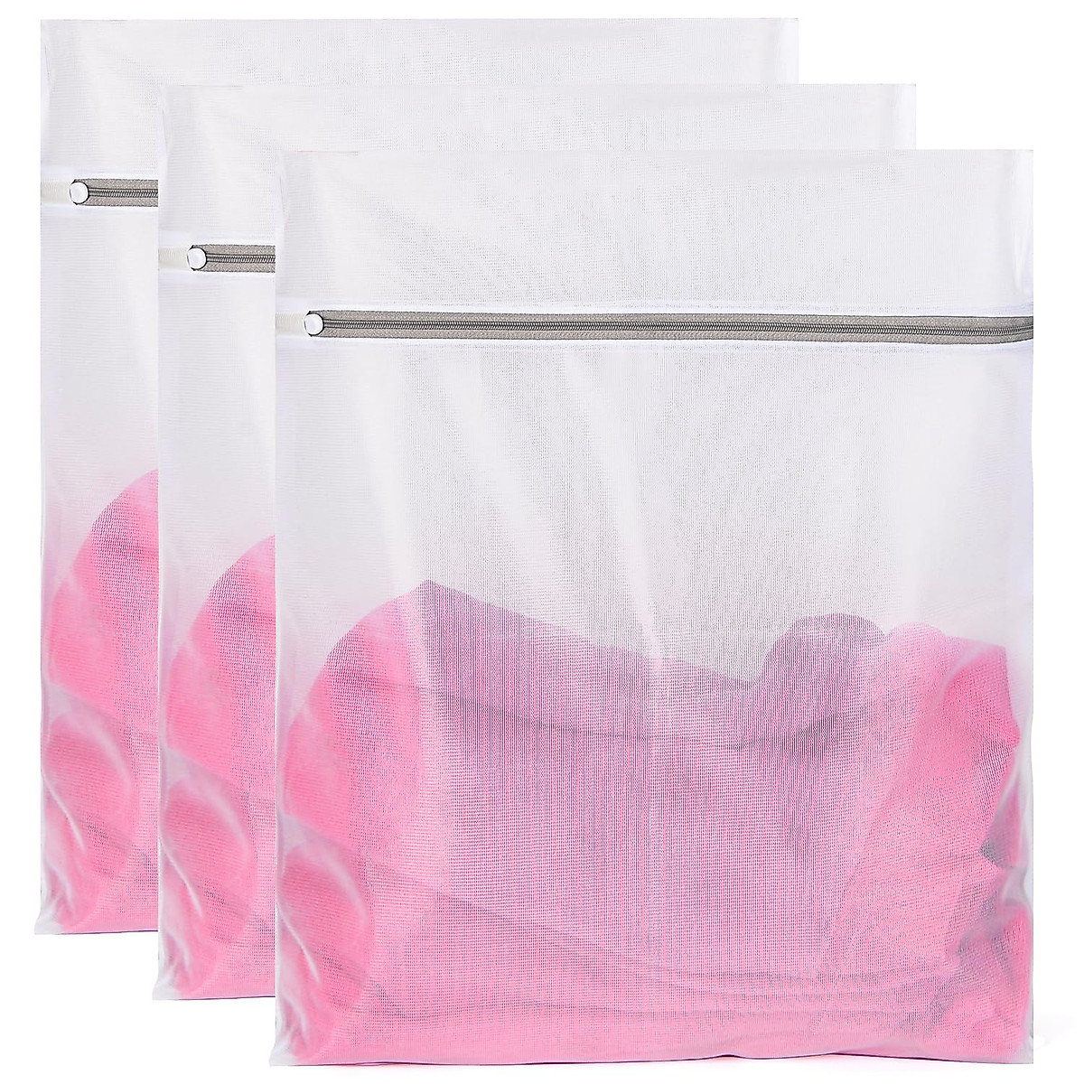 Anyongora 3Pcs Long-Lasting Mesh Laundry Bags (15.7x19.6 Inches) - Protects Delicates, Fine Mesh, Reusable Laundry Bag for Delicates, Laundry Bags Mesh Wash Bags for Home, Travel, Dorm, Gym