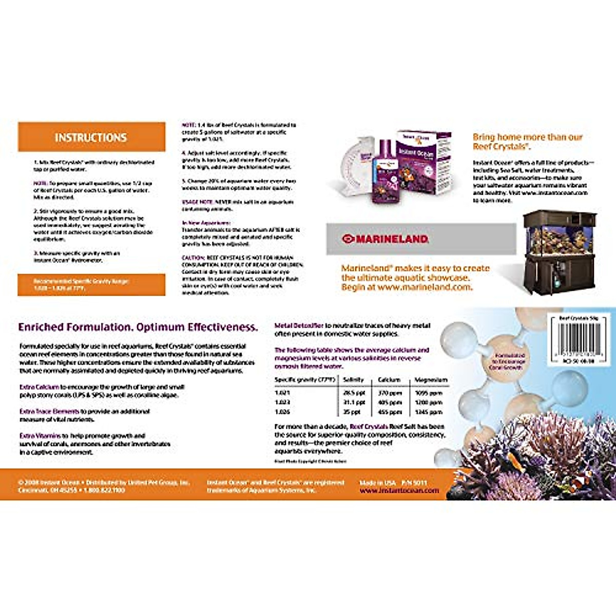 Instant Ocean Reef Crystals Reef Salt, Formulated Specifically For Reef Fish Tank Aquariums