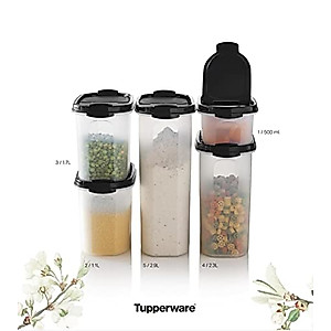 Tupperware Brand Modular Mates Super Oval Container Set - 5 Dry Food Storage Containers with Lids - Airtight, Dishwasher Safe & BPA Free