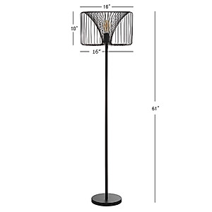 JONATHAN Y JYL6105A Gridley 61" Metal LED Floor Lamp, Contemporary, Transitional, Modern, Industrial Style, Office, Living Room, Family Room, Dining Room, Bedroom, Hallway, Foyer, Black