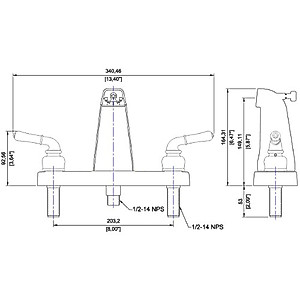 Laguna Brass 3310CP Mobile Home Two Handle Non-Metallic 8" Tub Shower Diverter, Chrome Finish