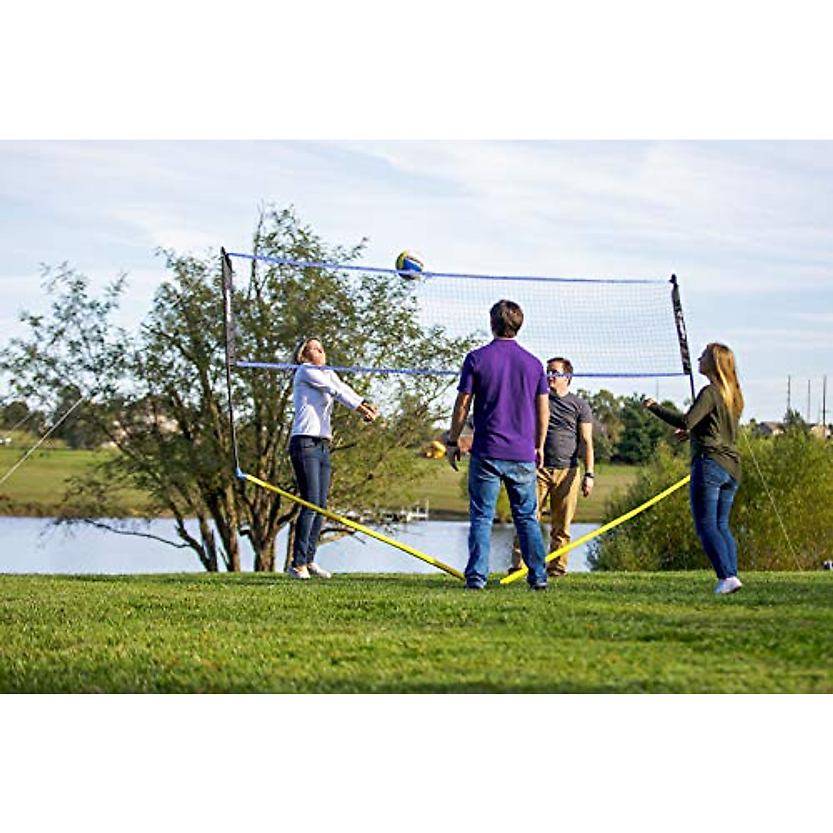 Triumph Sports Multi-Sport Versatile Combo Outdoor Game Net Set Includes Volleyball, Badminton, and Pickleball, Blue (35-7510-2)