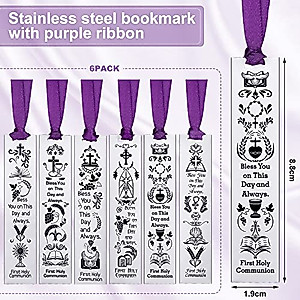 6 Pieces Confirmation Live by The Spirit Metal Bookmarks Confirmation Metal Bookmarks Baptism Bookmark with Ribbons for Communion Baby Shower Birthday(Communion)