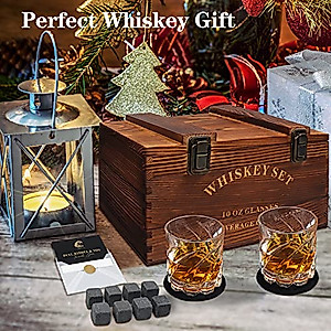 Fortuning's JDS Whiskey Glass Set for Father's Day, 2 Rotatable Whisky Glasses as Retirement Gifts with 10 Oz Old Fashioned Scotch Liquor Glasses, Ideal Whiskey Gift for Men, Husband