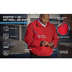 Propper 1/4 Zip Soft Shell Job Shirt, Red, Extra Large Regular