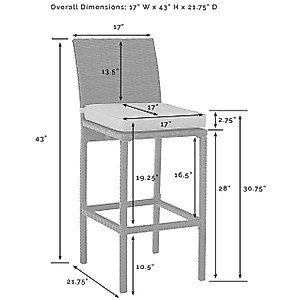 Crosley Furniture Palm Harbor Wicker Outdoor Bar Stools, Set of 2, Patio Furniture for Backyard, Balcony, Brown with Sand Cushion