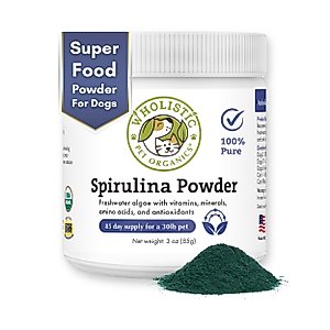 Wholistic Pet Organics Spirulina Powder Organic for Dogs Super Greens Powder Seasonal Allergy Support Supplement Dog Multivitamin USDA Certified Immune Support Vitamins Antioxidants and Minerals