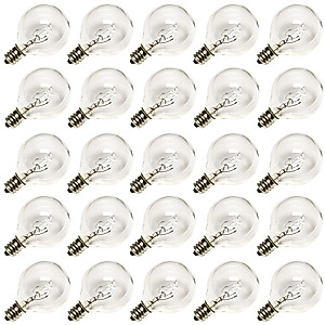 G40 Replacement Light Bulbs, 5W Globe Bulbs fits E12/C7 Candelabra Screw Base, 1.5 Inch Clear Small Light Bulbs for Indoor Outdoor String Light Bulbs Decor, Pack of 25