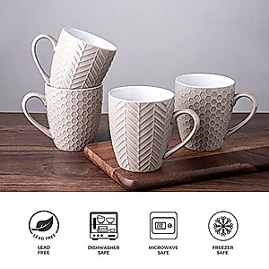 AmorArc 15oz Coffee Mugs Set of 6, Large Ceramic Coffee Mugs for Men Women Dad Mom, Modern Coffee Mugs with handle for Tea/Latte/Cappuccino/Cocoa. Dishwasher&Microwave Safe, Cinder Brown