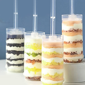 60Pack Cake Push Pop Containers with Lids, Reusable Cake Push Pops, Muti-purpose Push Pop Cake Containers, Plastic Cake Push-up Pop Shooter for Cupcake, Confetti, Homemade Ice Cream,Desserts