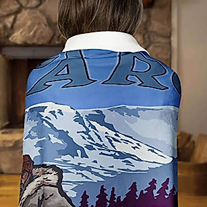 Iditarod Alaska Sled Dogs Ultra Fleece Bed Sofa Travel Cozy Blanket from Travel Artwork by Artist Paul A. Lanquist 60" x 80".