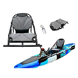 Pactrade Marine Adjustable Straps Black Gray Textilene Mesh Fabric Upright Deluxe Lightweight Kayak Seat Foldable Canoe Cushion Aluminum Frame Sit On Top Fishing Canoeing Boating Kayaking Rafting