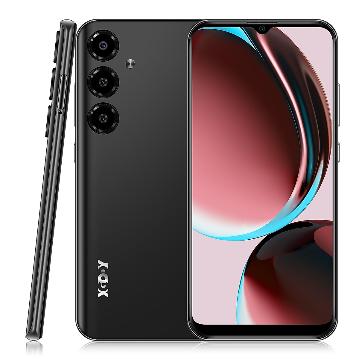 Xgody V50 Android Cell Phone, 4GB RAM + 64GB ROM, 6.55'' HD, Dual 4G LTE Sim Slots Smartphone Unlocked, 13MP Main Camera, Face Unlock, 4500mAh, AT&T/T-Mobile Smart Phones (Black1)