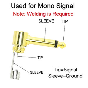 YACSEJAO TRS 1/4" Audio Plug 2Pack 6.35mm Male Stereo Audio Plug 1/4 inch Solder Type Stereo Plug (Right Angle with Spring)
