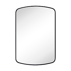 EGHOME Matt Black Arched Recessed and Surface Mount Bathroom Medicine Cabinet with Mirror Metal Framed Rectangular Bathroom Cabinet with 3 Tempered Glass Adjustable Shelves 18x27''