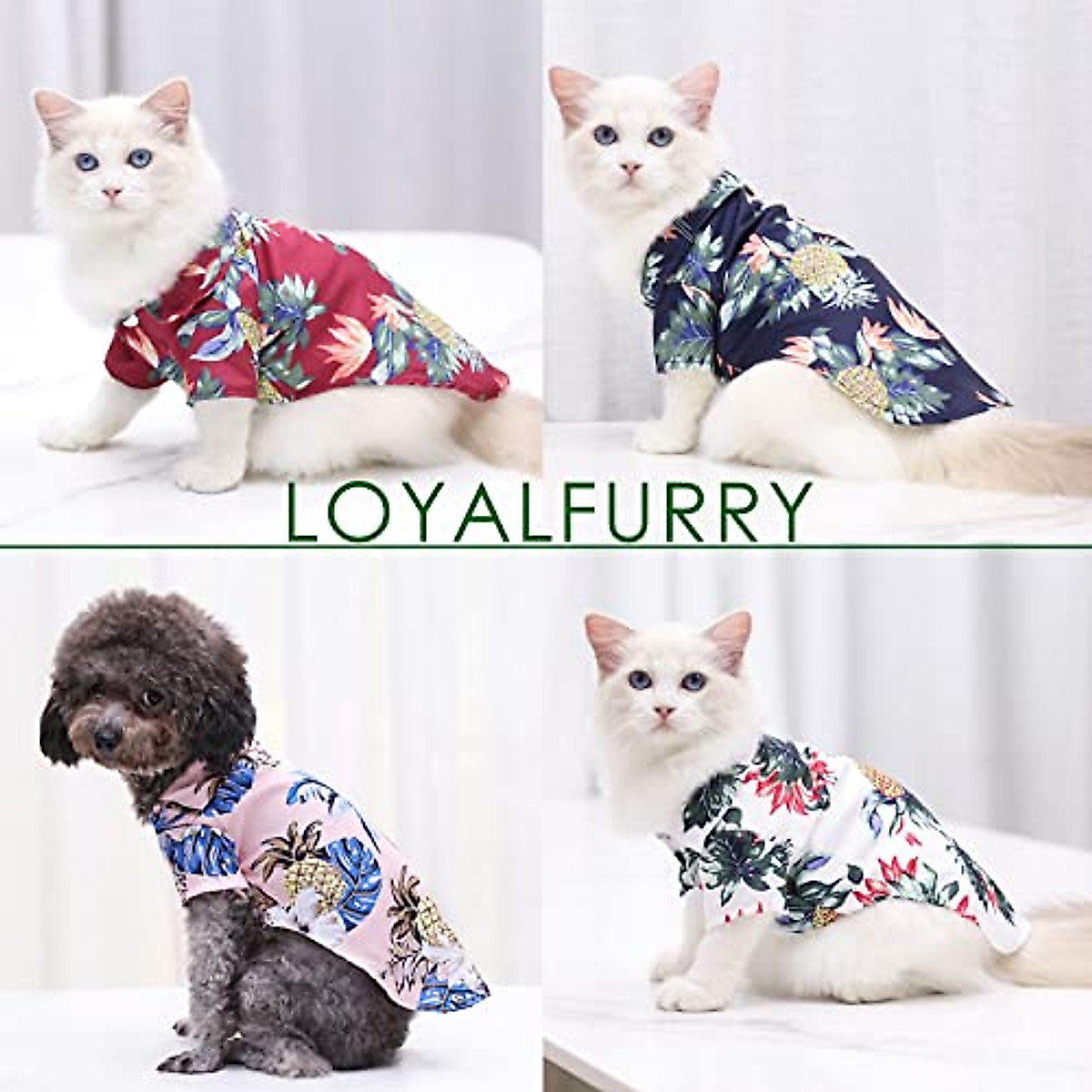 8 Pieces Hawaii Style Floral Dog Shirt Pet Summer T-Shirts Sweat Hawaiian Printed Pet Clothes,Breathable Cool Clothes Beach Seaside Puppy Shirt for Small Dogs (Large)