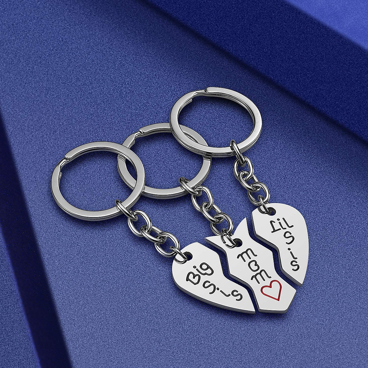iWenSheng Mom Birthday Gift from Daughter - 3PCS Mom Big Sister Little Sister Mother Daughter Keychain Mother’s Day Gift Christmas Gifts for Mom