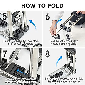 【 Upgraded 】 Japard Mini Folding Hand Truck, Luggage Cart with 2 Wheels Loadable Up to 22lbs, Brief Case, Back Pack, Business Trip, Roll Luggage Cart Foldable, Extra Small Carrying Cart Hand Luggage