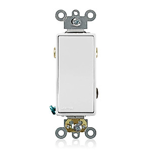 Leviton 5623-2W 20 Amp, 120/277 Volt, Decora Plus Rocker 3-Way AC Quiet Switch, Commercial Grade, White