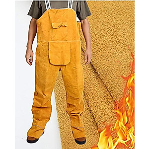 BAABJI Welding Suit, Leather Jacket, Cowhide Overalls, Flame Resistant, Foot Protection, Ideal for Electrician, Welder, Porter for Men Women,Blue,XL