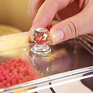 Watpot Qtip Cotton Pad Holder Dispenser Cotton Ball and Swab Storage with Lid Clear Acrylic Cotton Round Organizer, 4 Sections