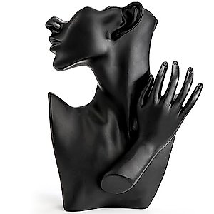 SOUJOY Jewelry Mannequin Stand Set, Earring Display with Hand, Resin Bust Holder Organizer for Show Jewelry, Necklace, Earrings, Rings