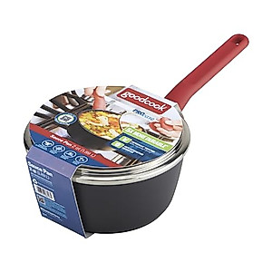 GoodCook ProEase Nonstick Sauce Pan with Lid, 2-Quart, Black, Nonstick Cookware, Even Heating, Dishwasher Safe, Ergonomic Handle, Non-Toxic, Durable Cooking Pot