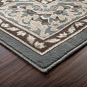 Superior Elegant Glendale Collection Area Rug, 8mm Pile Height with Jute Backing, Traditional Oriental Rug Design, Anti-Static, Water-Repellent Rugs - Grey, 8' x 10' Rug
