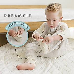 Tealbee Dreamsie: Toddler Sleep Sack with Long Sleeves and Footies 12m-2T - 1.2 TOG All Season Baby Wearable Blanket for Walkers - Rayon made from Bamboo, Organic Cotton Sleep Bag feet - Sunshine