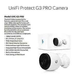 UniFi UVC-G3-PRO 1080p Outdoor Weatherproof IP Camera with 3X Optical Zoom (3-Pack)