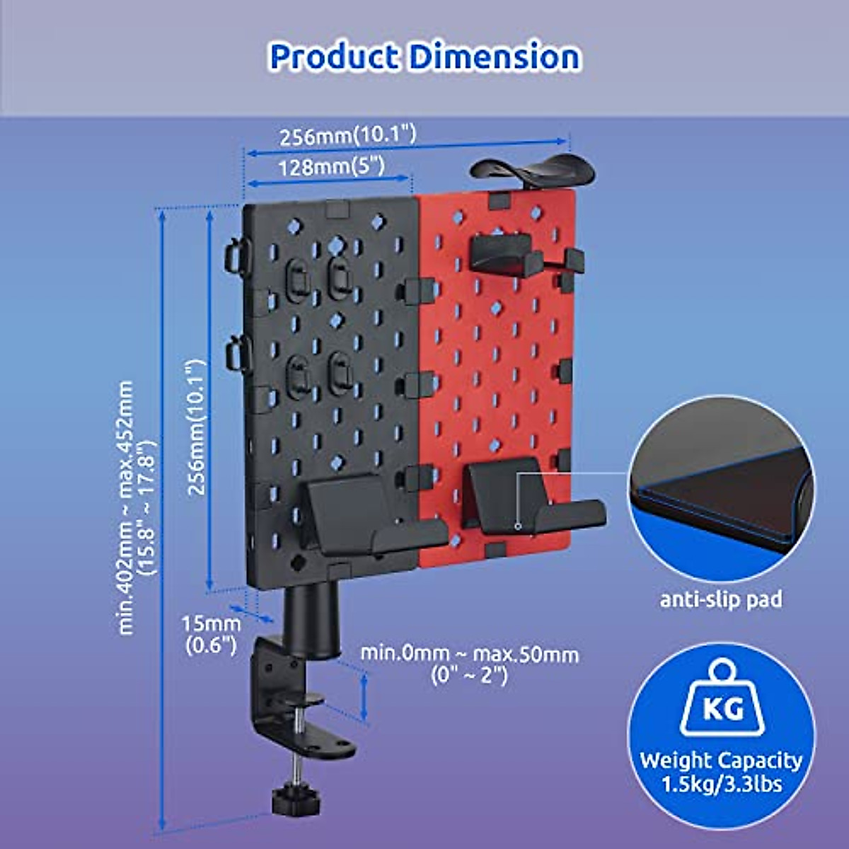 PUTORSEN Headphone and Controller Stand for Desk, 4 in 1 Rotatable Game Controller Holder & Headset Stand with Cable Hooks, Clamped above/under Desk for Xbox PS5 PS4 Nintendo Switch Controller