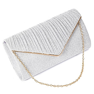 Gionforsy Evening Clutch Bag for women Sparkling Clutch Purse Roaring 20s Gastby Bag for Wedding Cocktail Dance Party (Style3-Silver)