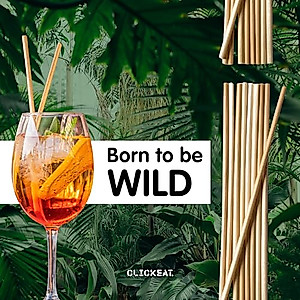 Clickeat Biodegradable Straws 100% Natural, Compostable, Disposable - 210 PCS, Eco-Friendly, Ideal for Restaurants, Coffee Stirring, Made with Rye Stalks - Sustainable Choice for Your Beverages
