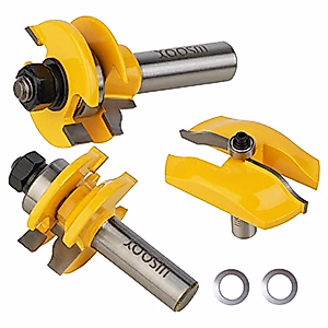 WSOOX 3 PCS Router Bit Set, Raised Panel Cabinet Door Making Router Bit Set, Ogee Rail and Stile Router Bit Set, Professional Carbide Milling Cutters for Woodworking (1/2-Inch Shank)