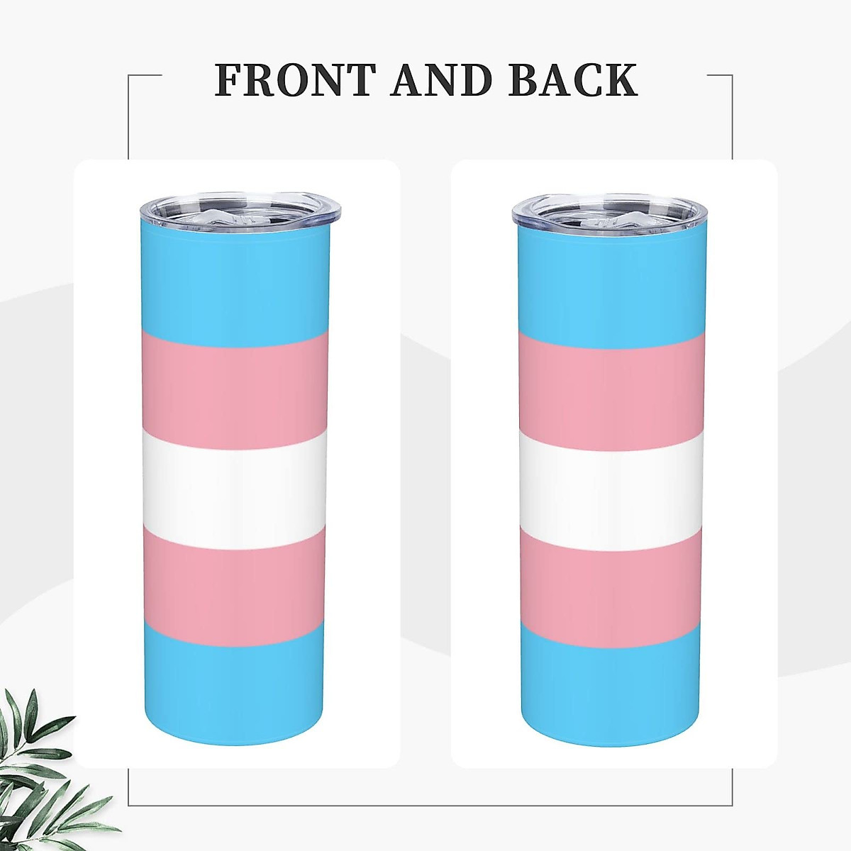 LIICHEES Transgender Pride flag Stainless Steel Vacuum Insulated Tumbler 20oz Coffee Cups Travel Mug Water Cup with Metal Straw Cleaning Brush