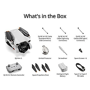 DJI Mini 3 - Lightweight and Foldable Mini Camera Drone with 4K HDR Video, 38-min Flight Time, True Vertical Shooting, and Intelligent Features