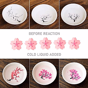 Japanese Cherry Blossoms Sake Cup, Cold and Hot Temperature Color Change Tea Cup, Magic Cherry blossoms Flower Display Ceramic Teacup Gift (HOT&COLD Changing Cherry Blossom)
