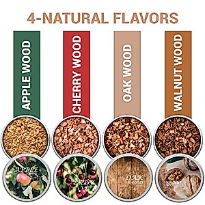 Mushk Cocktail Smoker Kit with Velvet Bag - Old Fashioned Cocktail Kit 4 Flavors - Cherry, Apple, Walnut, Oakwood