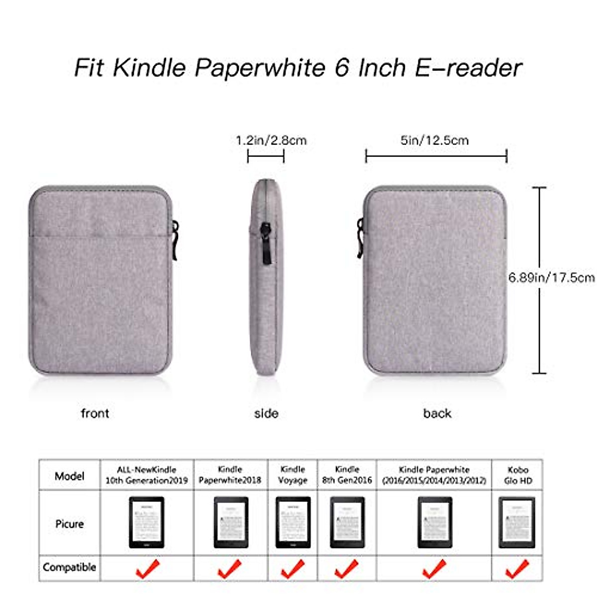 Ereader for Sleeve Case Bag for 6-7 inch Ereader Tablet Protective Cover Pouch