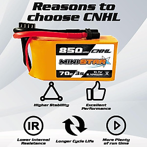 CNHL 850mAh 3S Lipo Battery 70C 11.1V with XT30 for RC Car,RC Airplane/Truck,RC Boat,Heli Airplane,Drone FPV,Multi-Motor Hobby DIY Parts(2 packs)