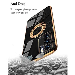 Shockproof Phone Case for Oppo Reno 6 Pro 5g Pink, Oppo Reno 6 Pro Case Holder, Oppo Reno 6 Pro Phone Cases Silicone TPU (Black, Oppo Reno 6 Pro 5g)