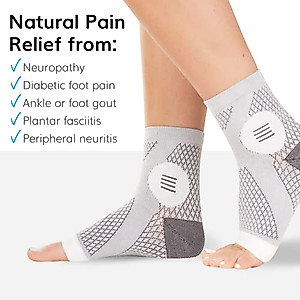 BraceAbility Neuropathy Socks - Peripheral Neuritis Therapy Compression Diabetic Open-Toe Foot Sleeves for Ankle Gout, Nerve Damage Pain in Legs and Feet Relief Brace for Men and Women (L - 1 Pair)