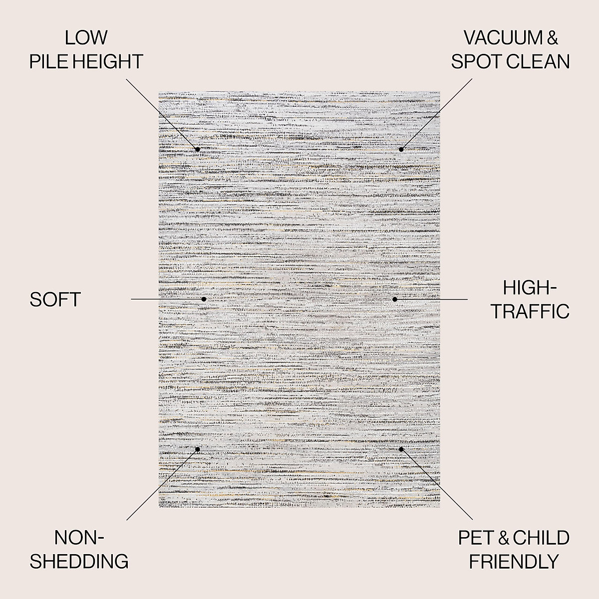 JONATHAN Y SOR200A-8 Loom Modern Strie' Indoor Area-Rug Solid Striped Casual Transitional Easy-Cleaning Bedroom Kitchen Living Room Non Shedding, 8 ft x 10 ft, Gray/Black