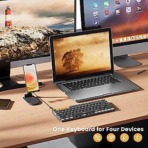 ProtoArc MECH K301 Office Keyboard - 75% Tactile Quiet Keyboard with Backlit, Triple-Mode 2.4G/USB-C/Bluetooth, Red Switches for PC, Mac, Windows, iPad - 84 Keys