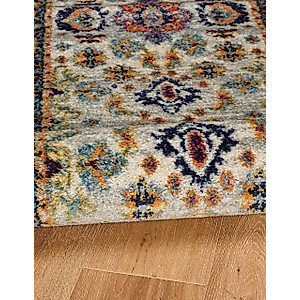 Linon Home Decor Products Brecken Lizbet Ivory/Teal 5' x 7'6" Area Rug