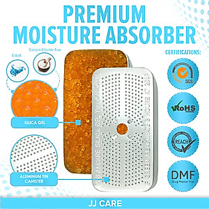 JJ CARE Silica Gel Canister, 50g [Pack of 6] - (Orange to Green) Indicating Rechargeable Dehumidifier Desiccant Beads, Safe Moisture Absorber, Ammo Can Dehumidifier for Gun Safe, Vault, Bedroom, Car